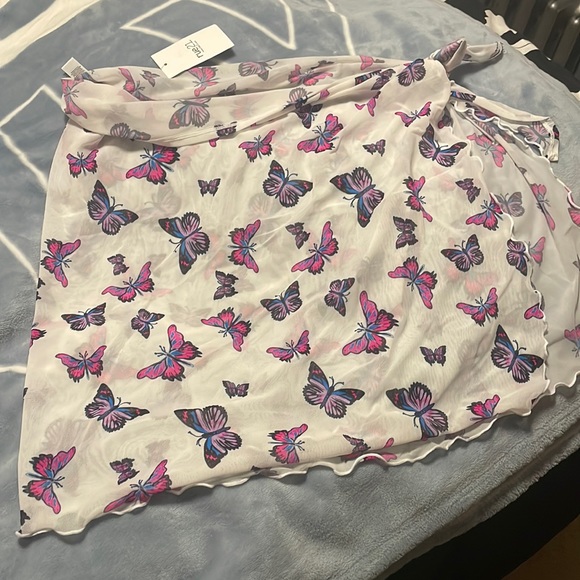 Rue21 | Swim | Bathing Suit Coverup Side Tie One Size Sheer With Butterfly Design Multi Colored ...